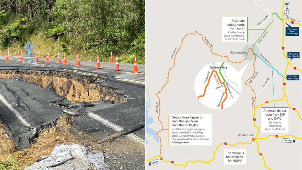 SH23 remains closed between Hamilton and Raglan | RNZ News