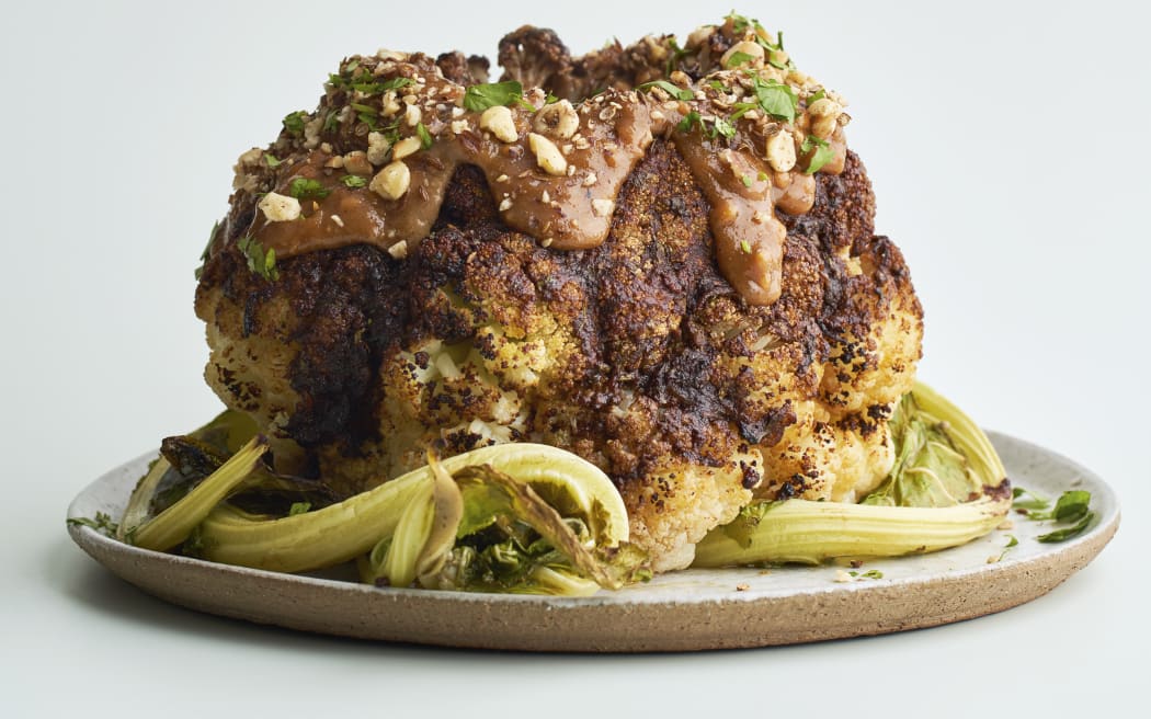 Showstopper Cauli with Speedy Satay & Hazelnut Dukkah | RNZ Recipes