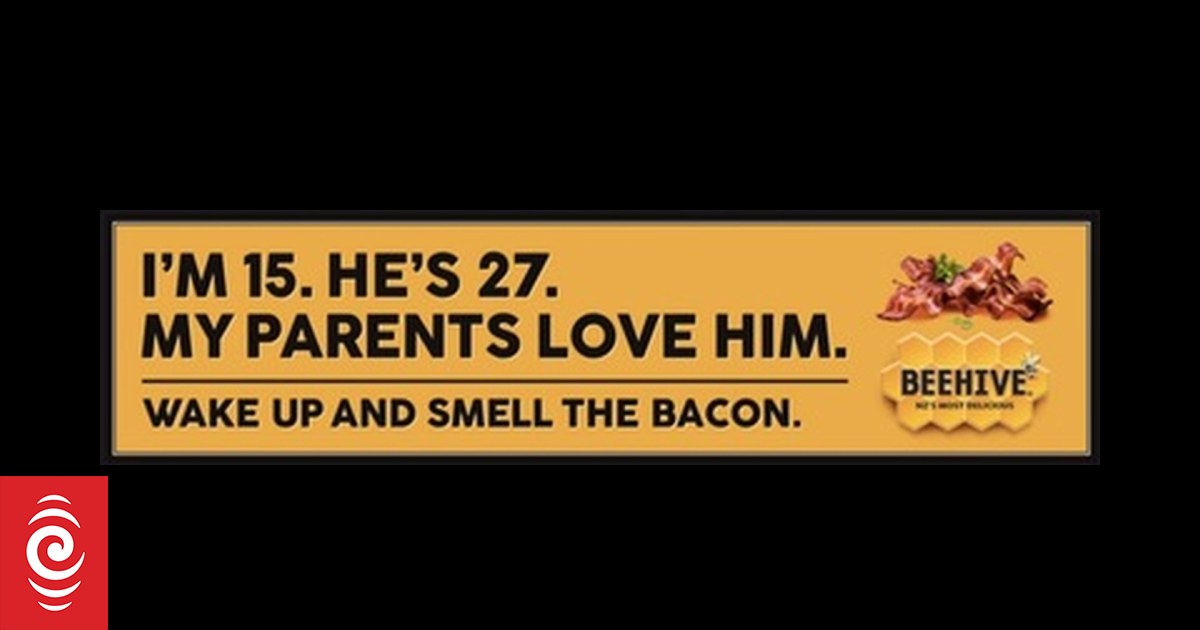 Bacon billboard with statutory rape joke pulled | RNZ News