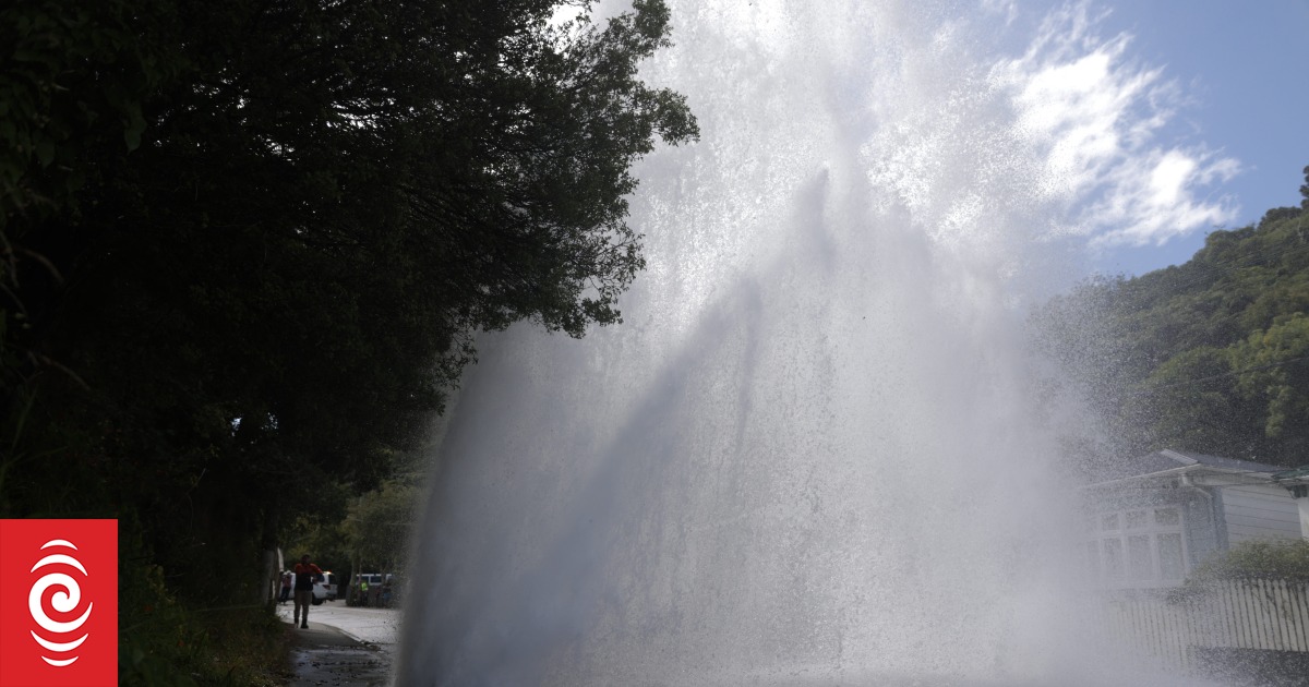 Burst pipe creates geyser in Wellington street | RNZ
