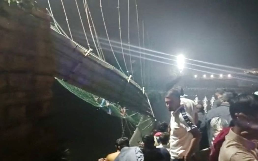 India suspension bridge collapses for second time | RNZ News