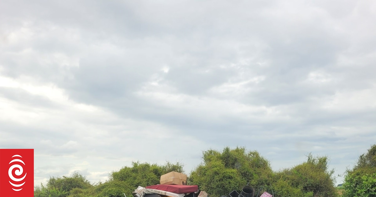 Pile of dumped rubbish at Ihumātao as high as the trees | RNZ News