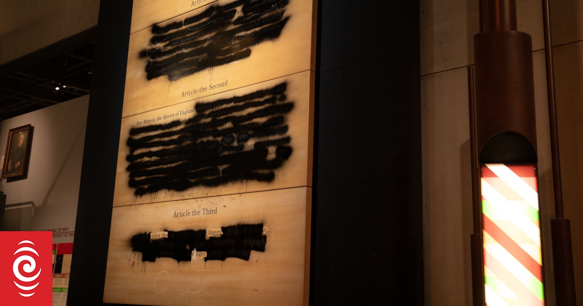 Te Papa takes down Treaty of Waitangi panel damaged in protest | RNZ News
