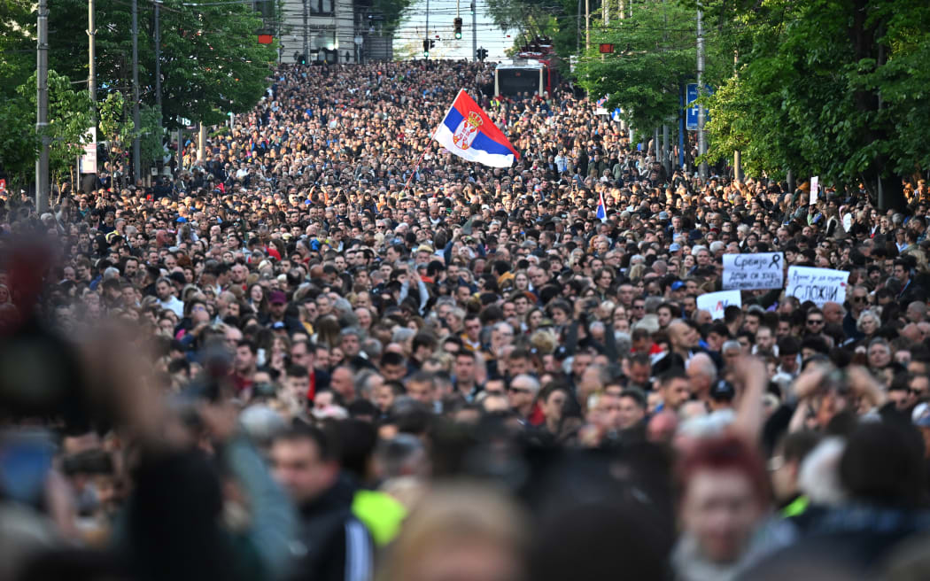 After two mass shootings, Serbians rally against violence | RNZ News