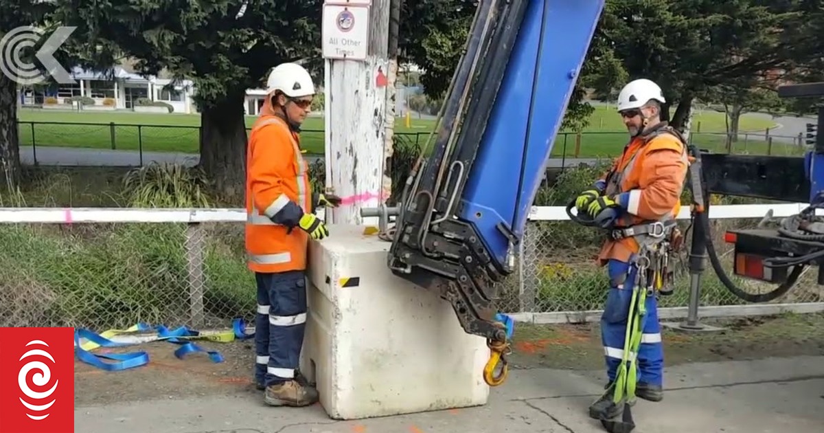 Dunedin power pole on lean needed replacing in 2015 | RNZ