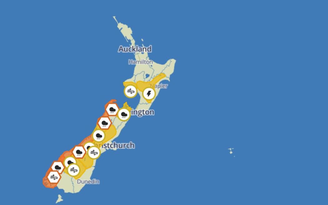 Heavy rain warning for parts of South Island, severe gales for ...