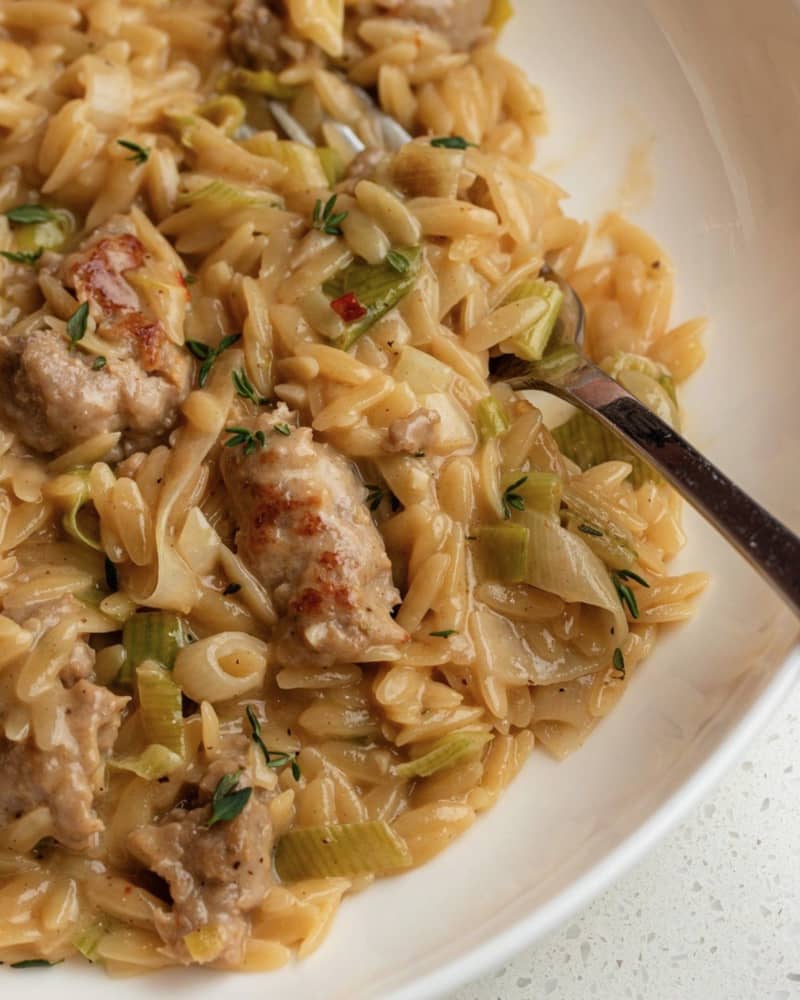 Creamy Sausage Orzo with Leeks recipe | RNZ