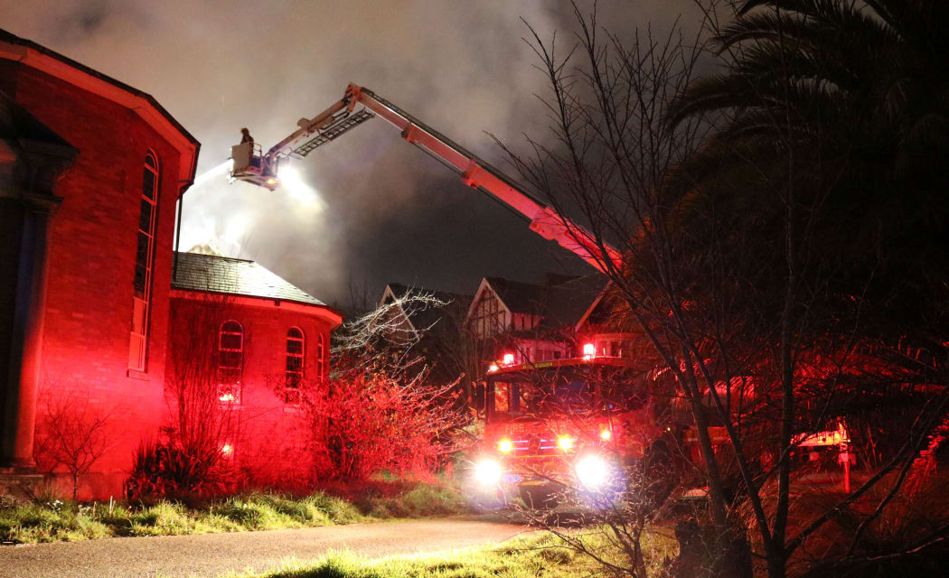 Firefighters still at scene of Christchurch hall fire | RNZ News