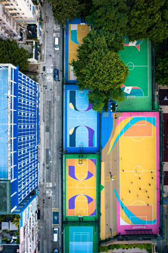 Capturing a colourful sea of basketball courts from above | RNZ