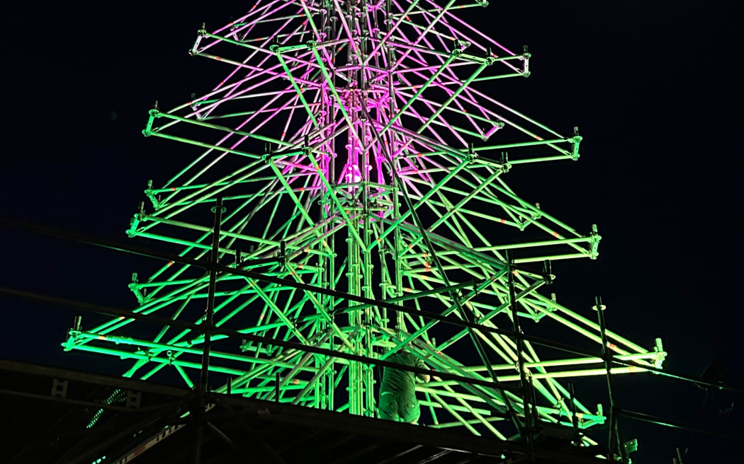 Scaffolding Christmas tree sparks festive spirit in Petone | RNZ News