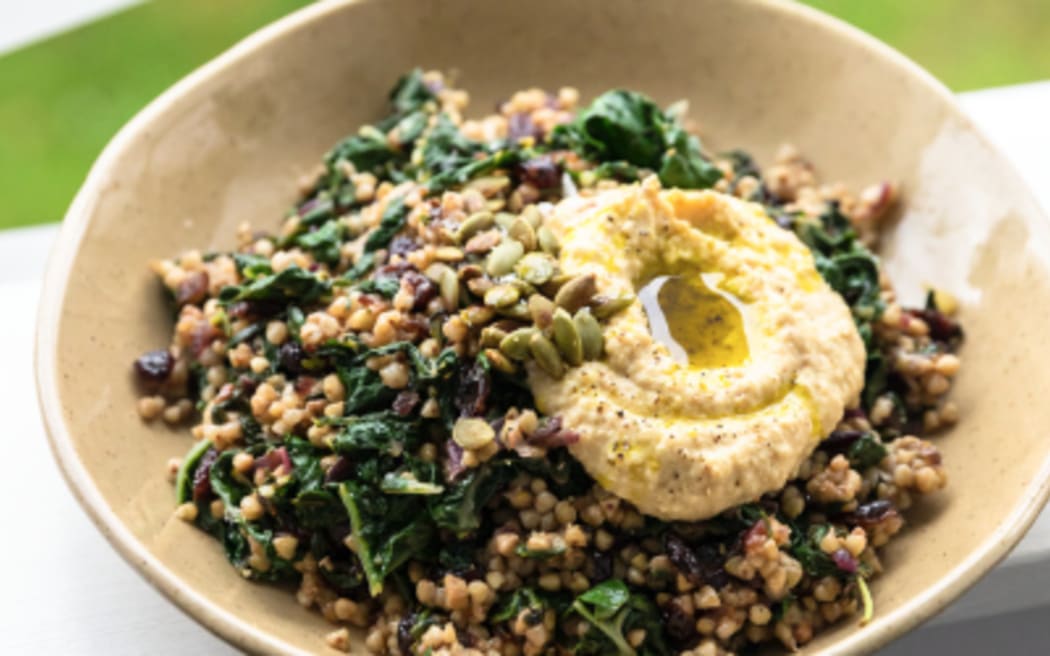 Buckwheat, Silverbeet, Cranberries and Rosemary with Creamy Hummus ...