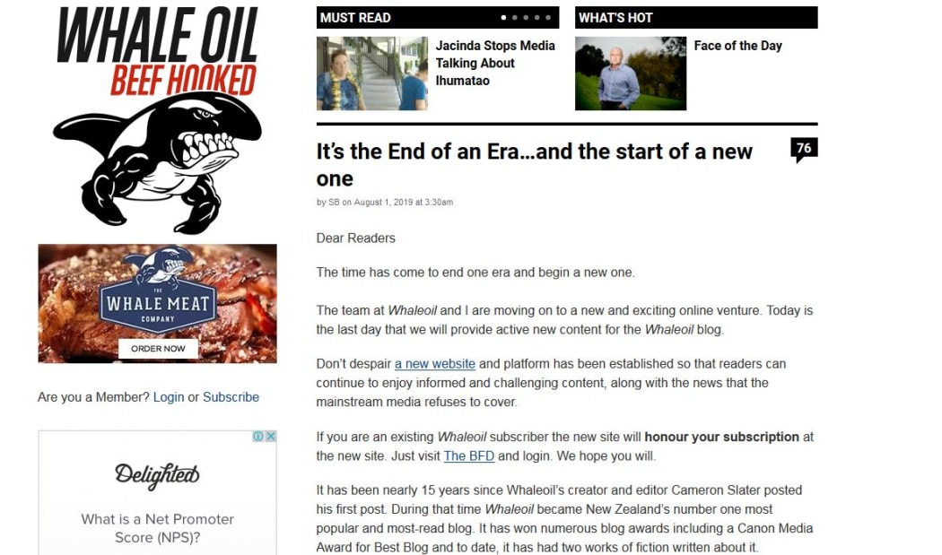 Whaleoil ends after 15 years of political blogs | RNZ News