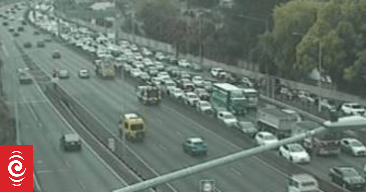 Bumper-to-bumper traffic on Auckland's Southern Motorway | RNZ News