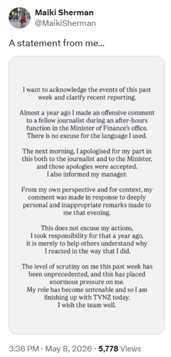 TVNZ political editor Maiki Sherman resigns | RNZ News